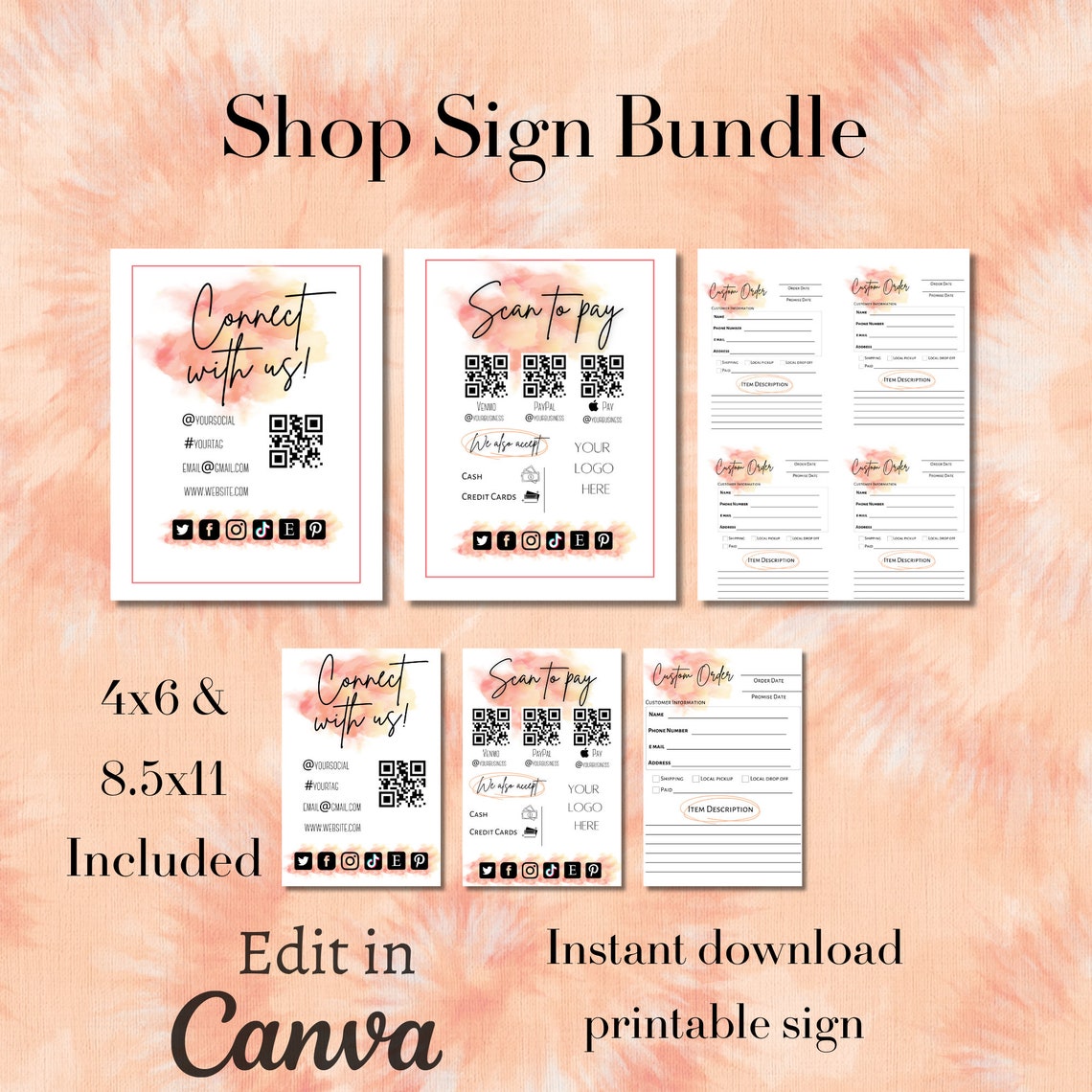 Craft Show Bundle, Order Form Template, Small Business Template, Scan ...