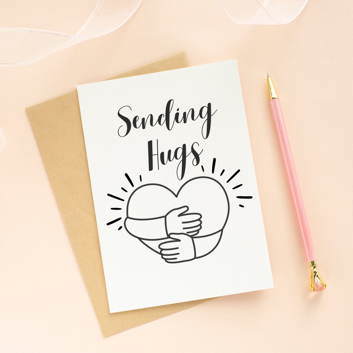 Hug Card, A Paper Hug, Happy Mail, Thinking of You Card, Card Hug ...