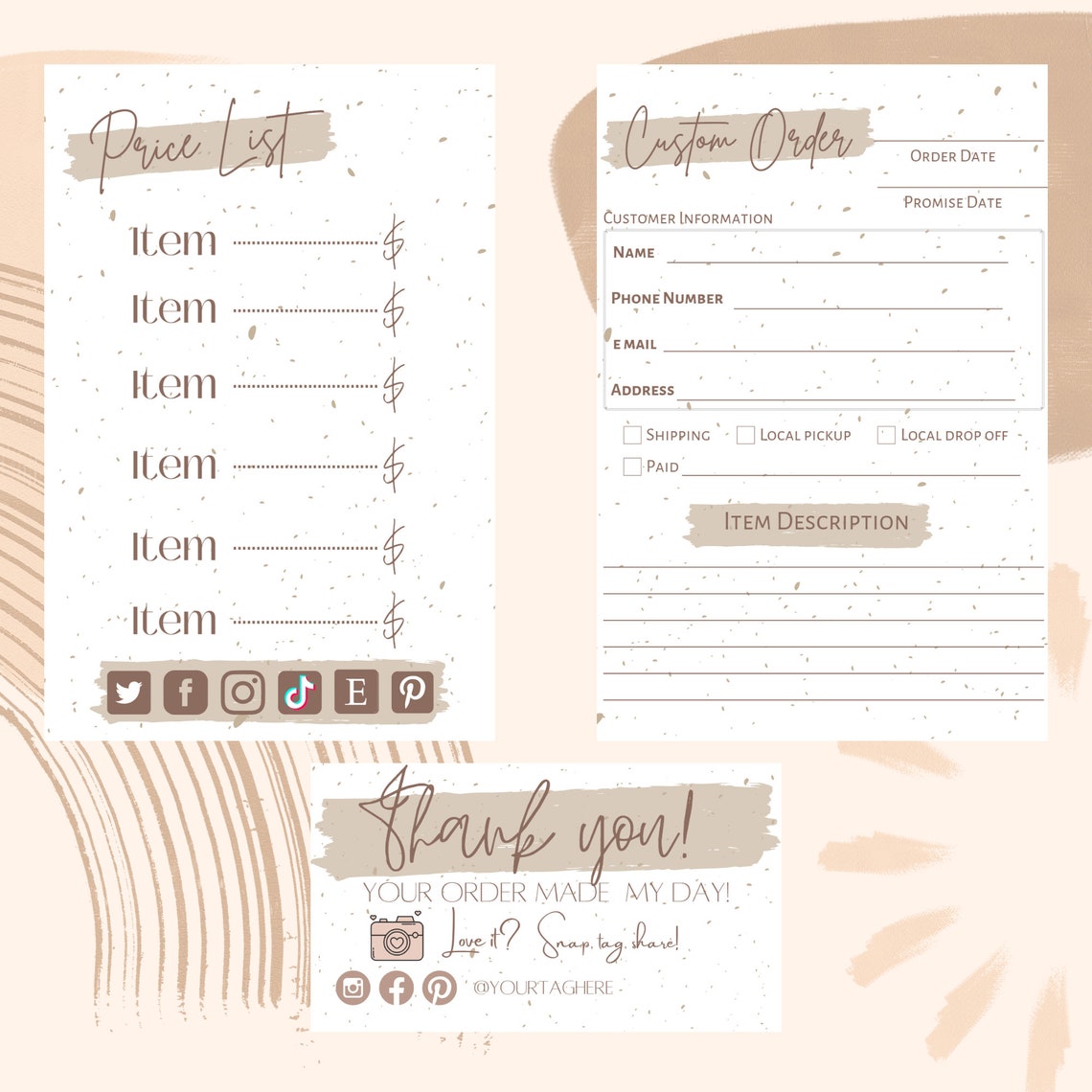 Craft Show Bundle Small Business Bundle Order Form Template - Etsy