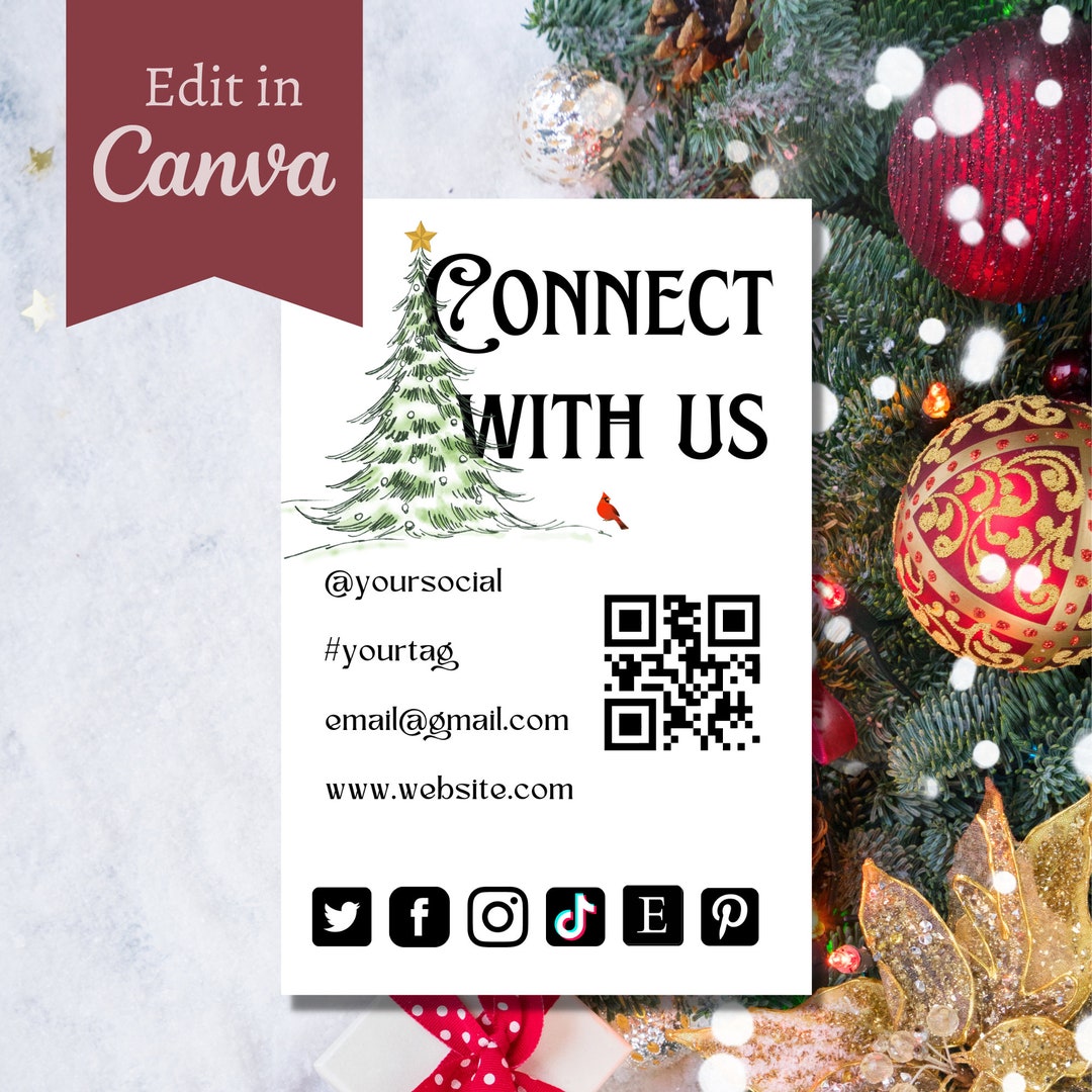 Connect With Us Sign, Social Media Sign, Small Business Sign, Printable ...