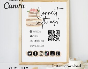 Connect With Us Sign, Social Media Sign, Small Business Sign, Printable ...