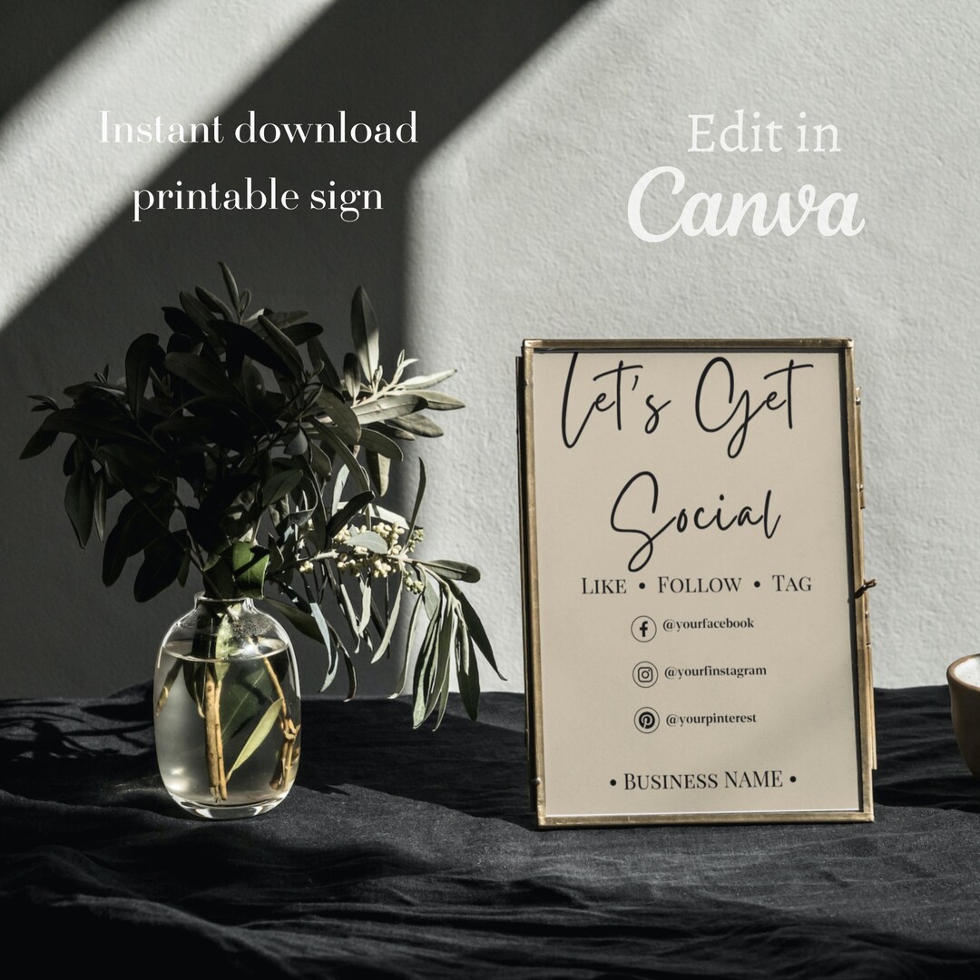 Connect With Us Sign, Social Media Sign, Small Business Sign, Printable ...