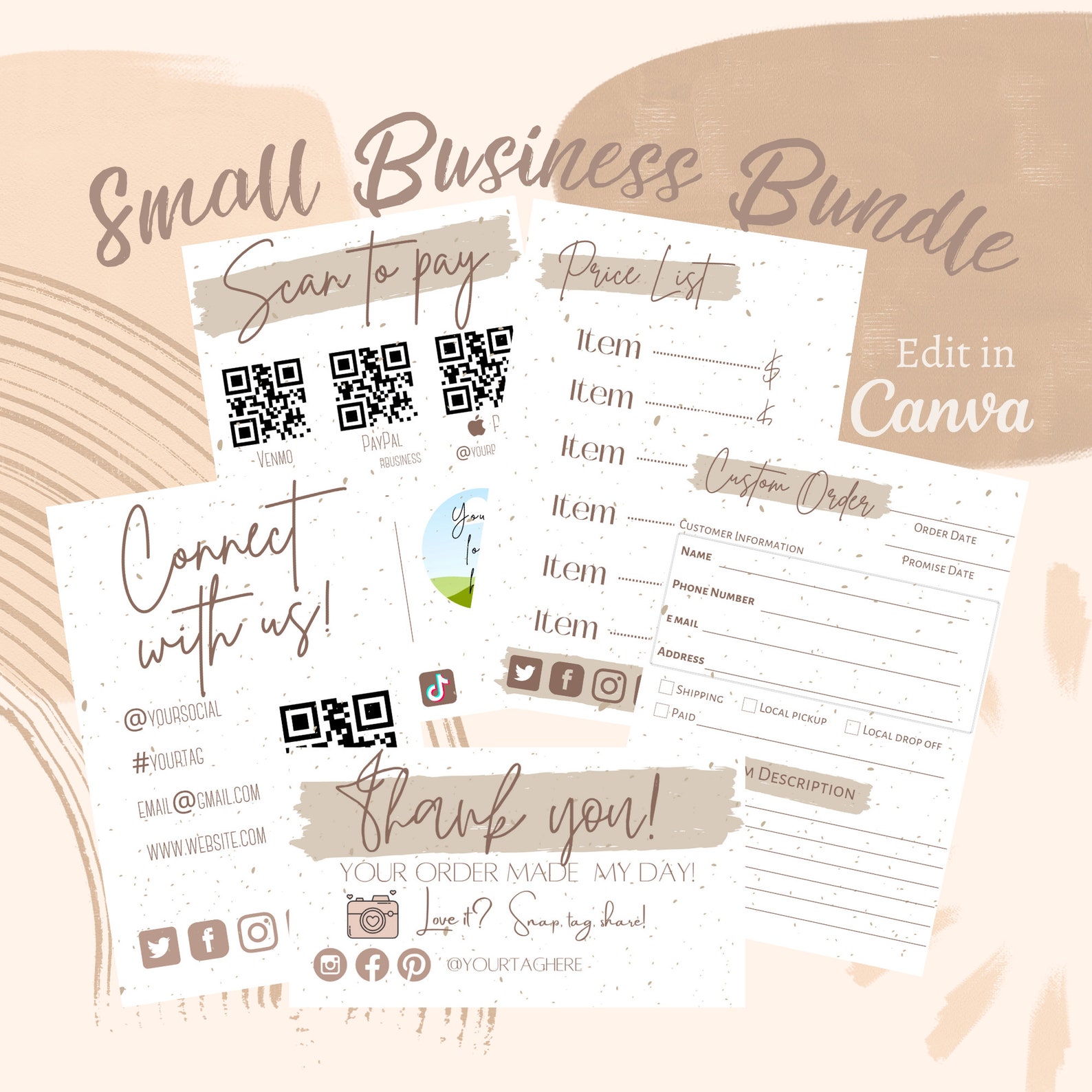 Craft Show Bundle, Small Business Bundle, Order Form Template, Price ...
