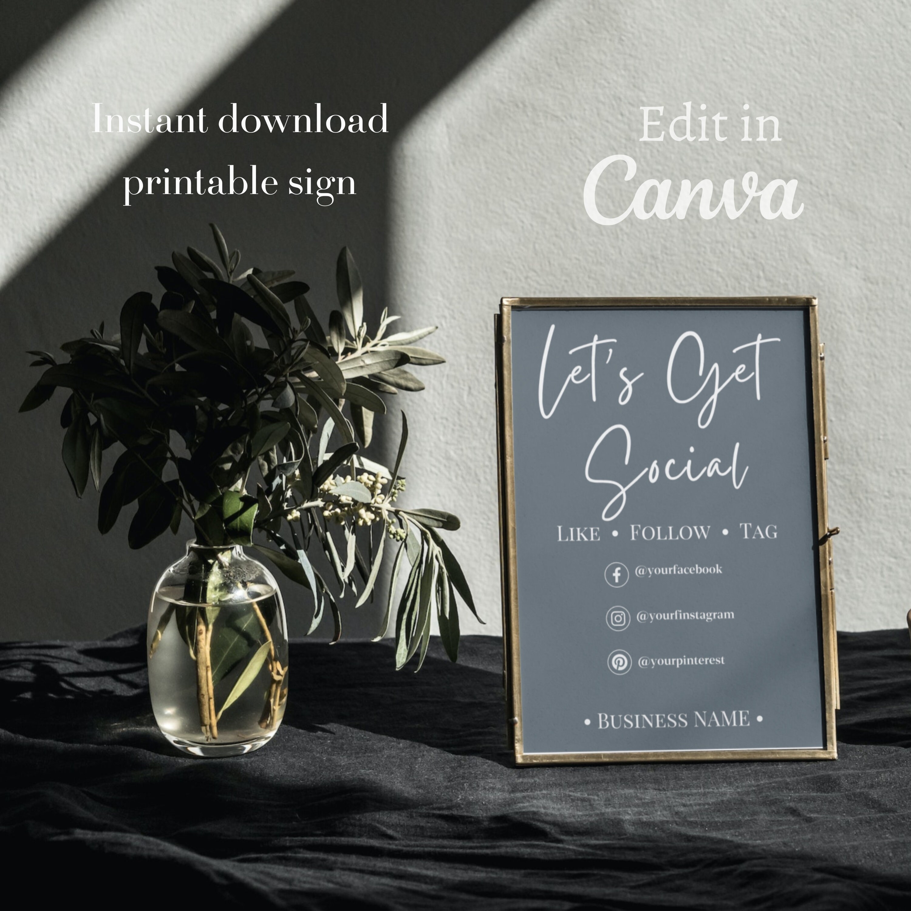 Connect With Us Sign, Social Media Sign, Small Business Sign, Printable ...