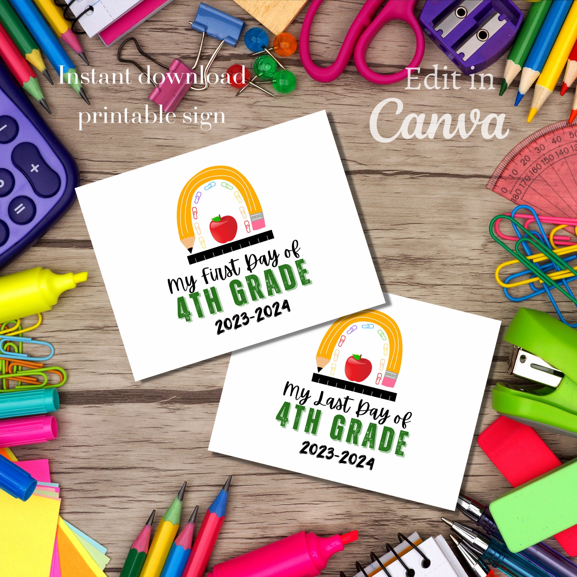 First Day of School Sign 4th Grade Sign Back to School - Etsy
