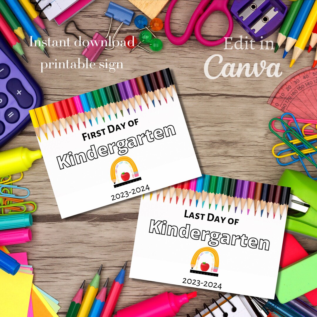 First Day of School Sign, Kindergarten Sign, Back to School, Digital ...