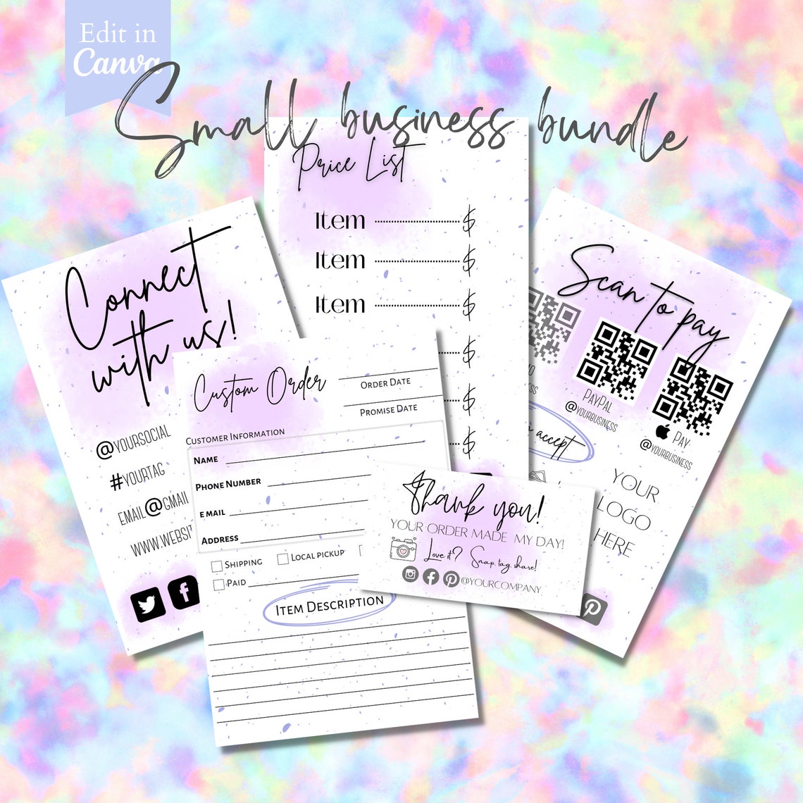 Craft Show Bundle, Small Business Bundle, Order Form Template, Price ...