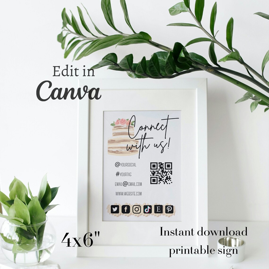 Connect With Us Sign, Social Media Sign, Small Business Sign, Printable ...