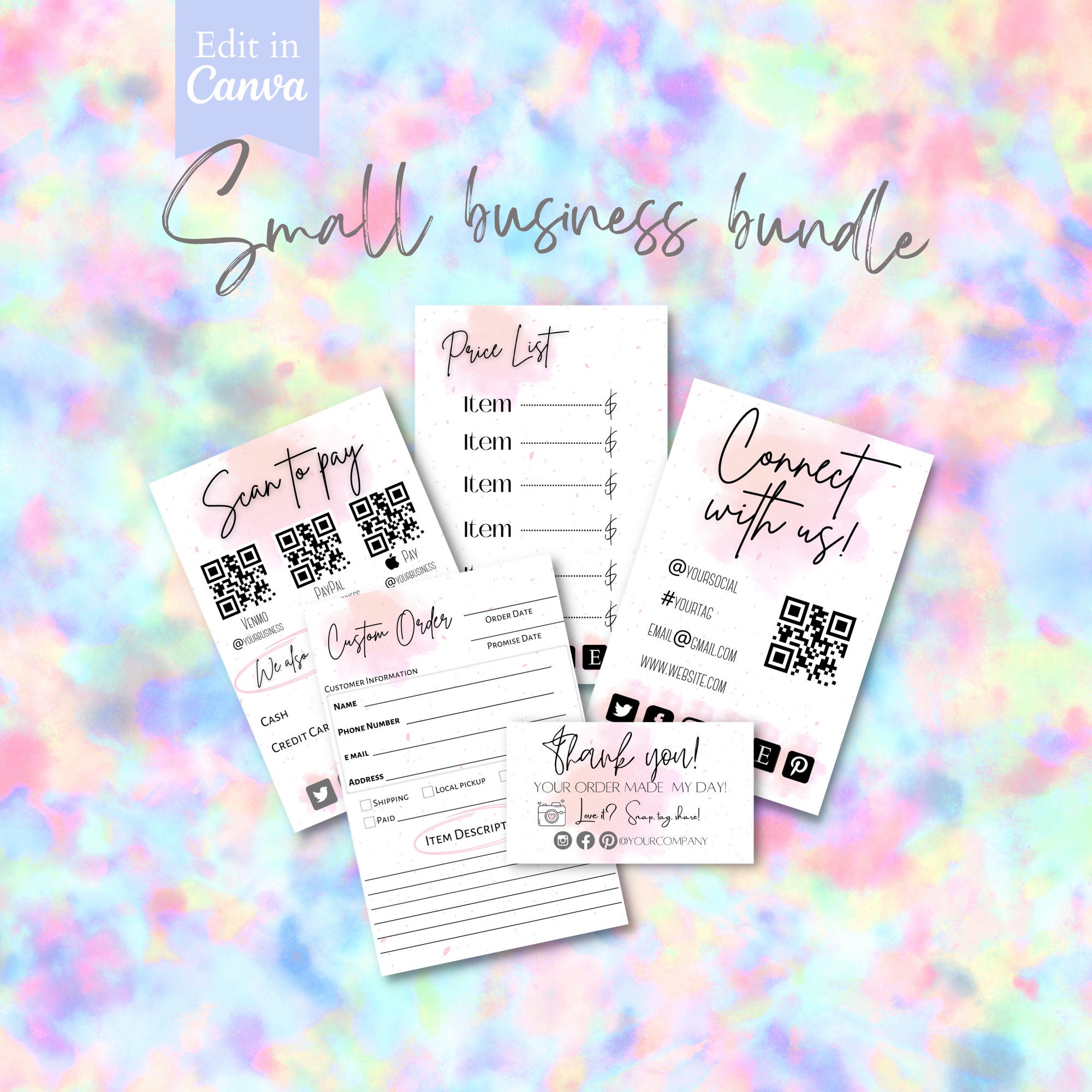 Craft Show Bundle Small Business Bundle Order Form Template - Etsy