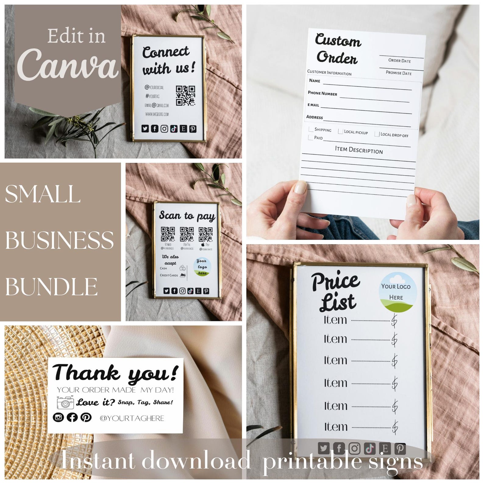 Craft Show Bundle, Order Form Template, Price List Template, Thank You ...