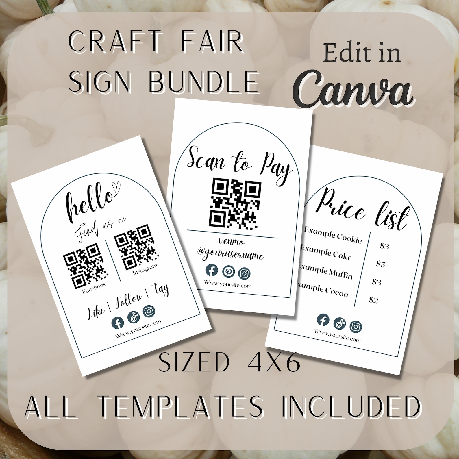 Craft Show Bundle, Small Business Bundle, Craft Fair Signs, Price List ...