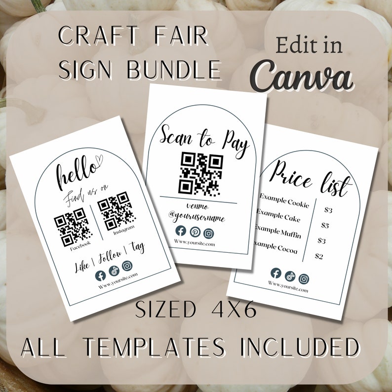 Craft Show Bundle, Small Business Bundle, Craft Fair Signs, Price List ...