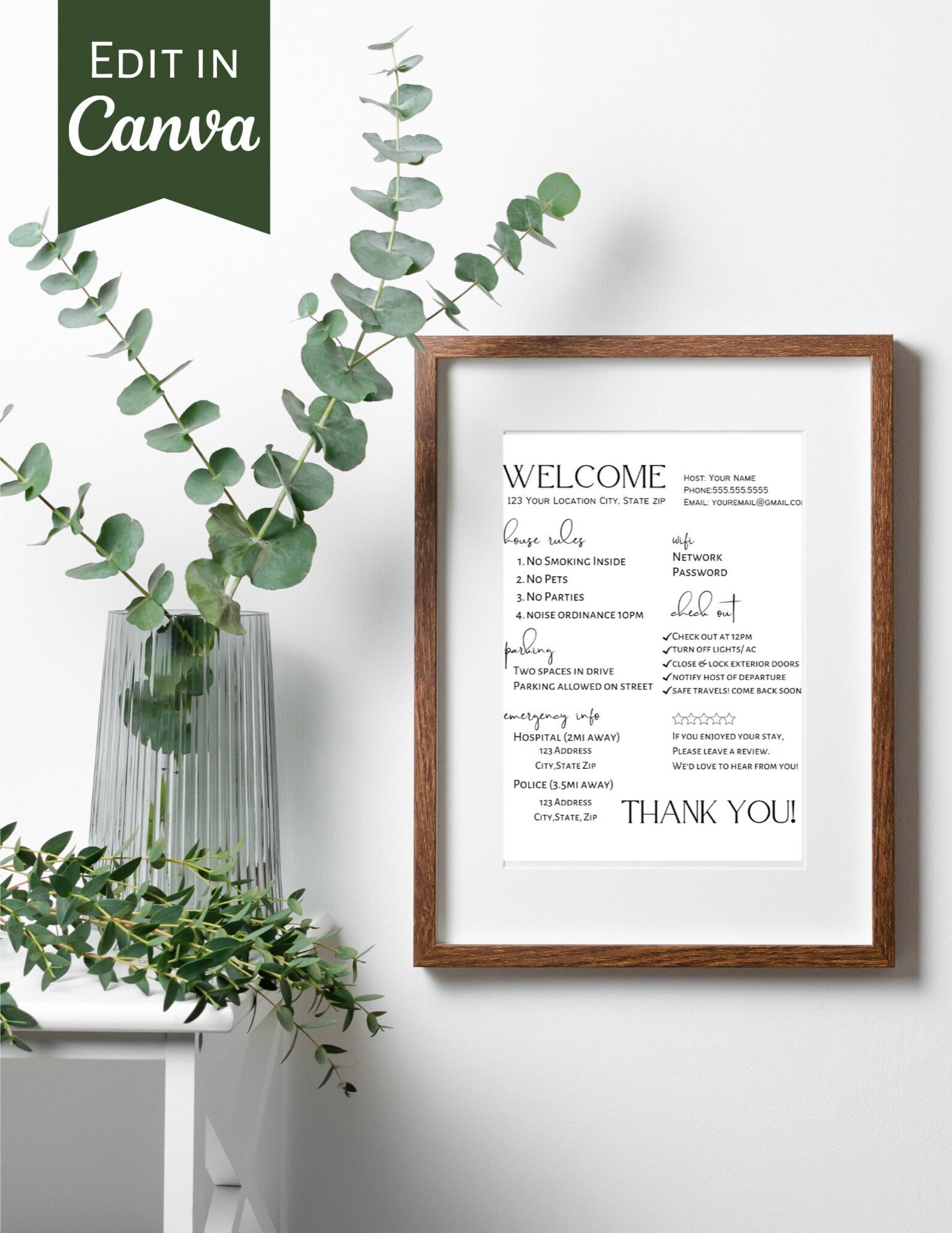 Air Bnb Welcome Sign Template, Editable Template, Welcome Sign - Etsy