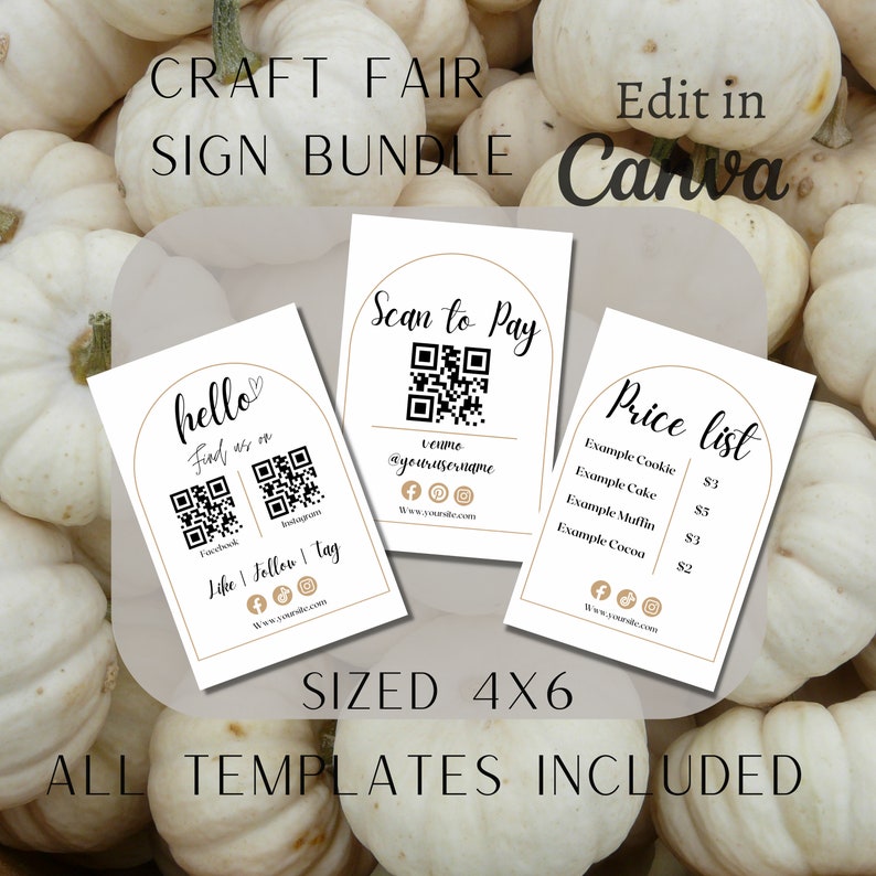 Craft Show Bundle, Small Business Bundle, Craft Fair Signs, Price List ...