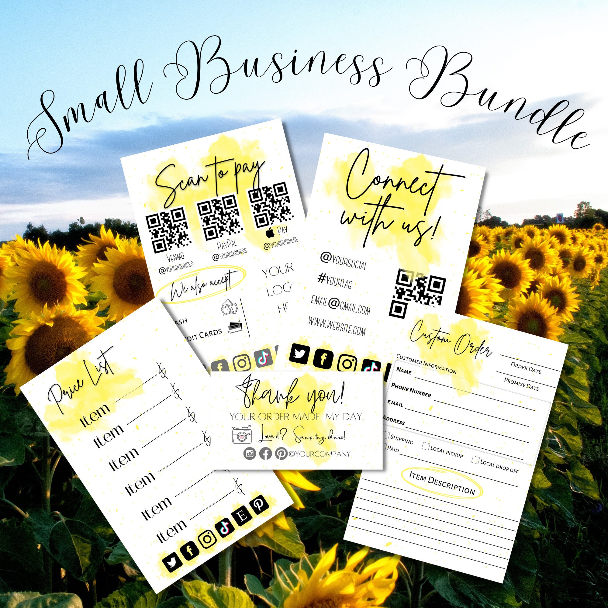 Craft Show Bundle, Small Business Bundle, Order Form Template, Price List Template. Scan to Pay ...