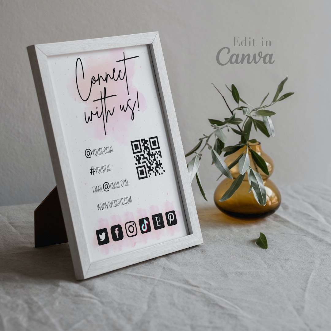 Connect With Us Sign, Social Media Sign, Small Business Sign, Printable ...