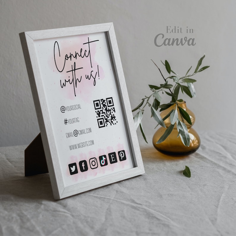Connect With Us Sign, Social Media Sign, Small Business Sign, Printable ...