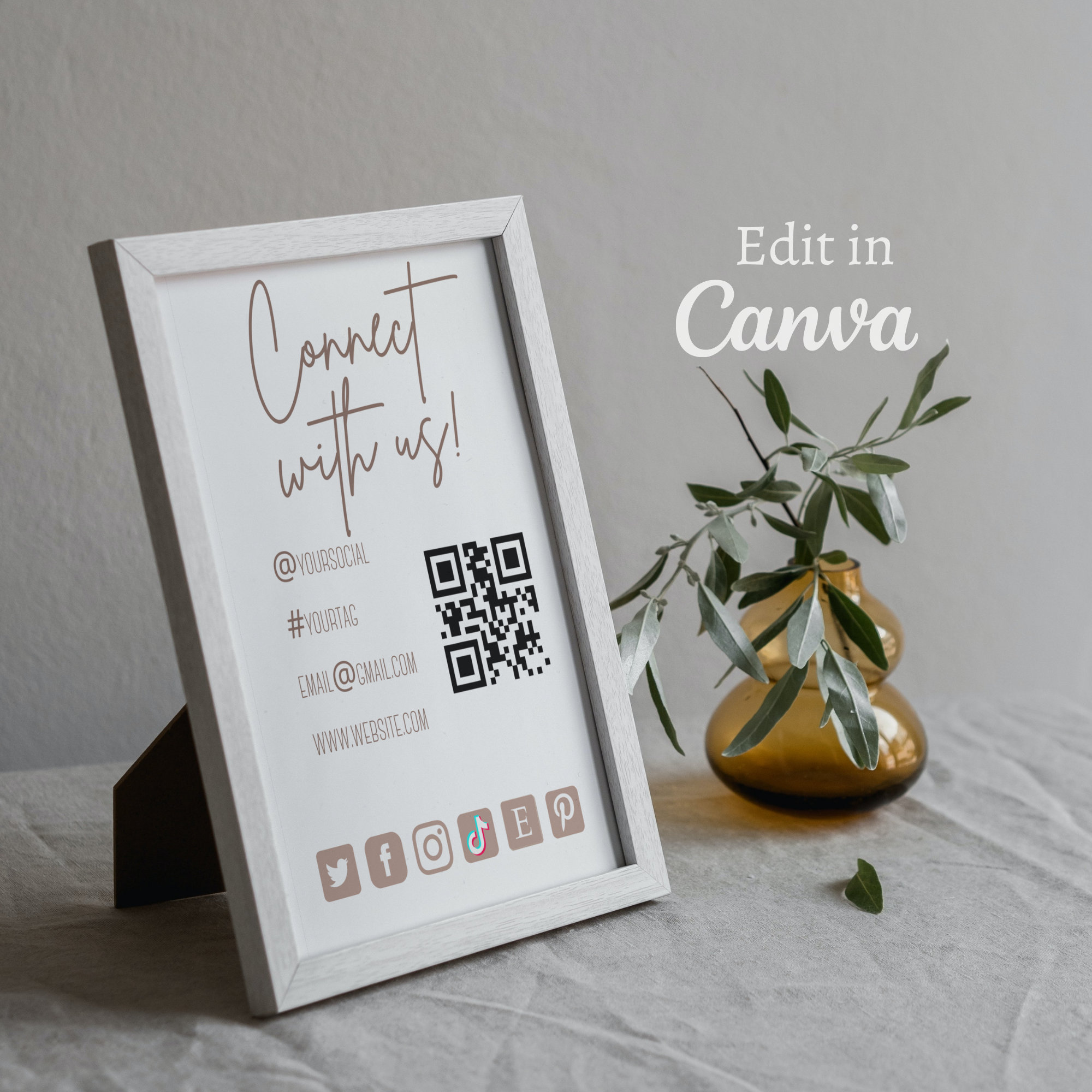Connect With Us Sign, Social Media Sign, Small Business Sign, Printable ...