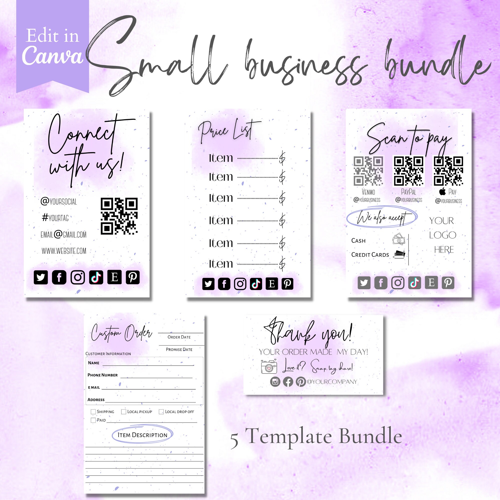 Craft Show Bundle Small Business Bundle Order Form Template - Etsy