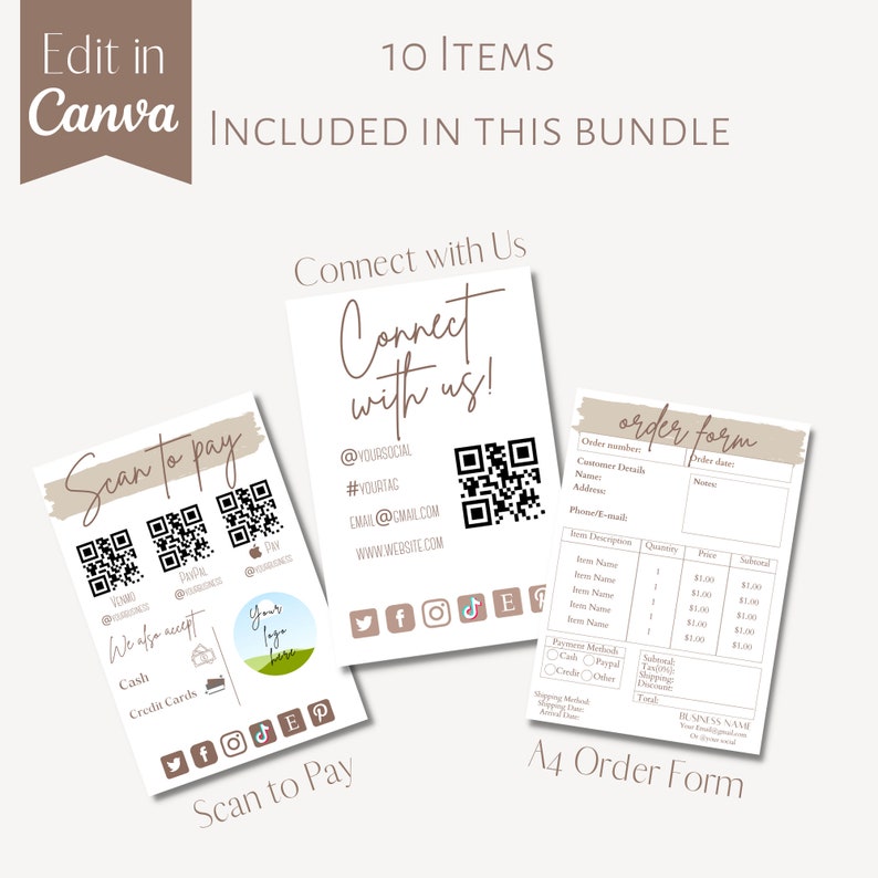 Small Business Bundle, Order Form Template, Price List Template, Scan ...
