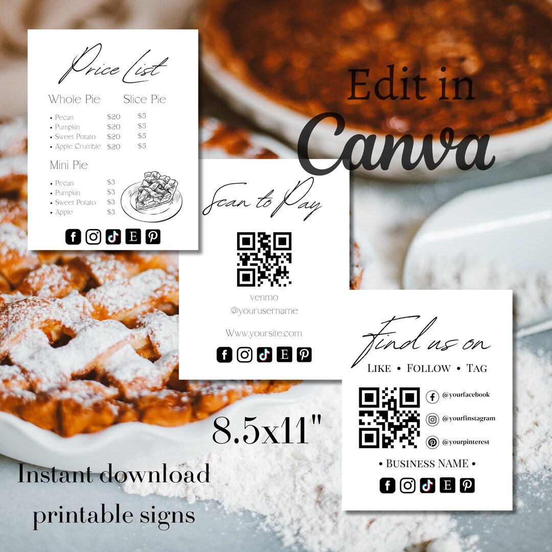 Craft Show Signs, Bakery Sign, Small Business Signs, Scan to Pay ...