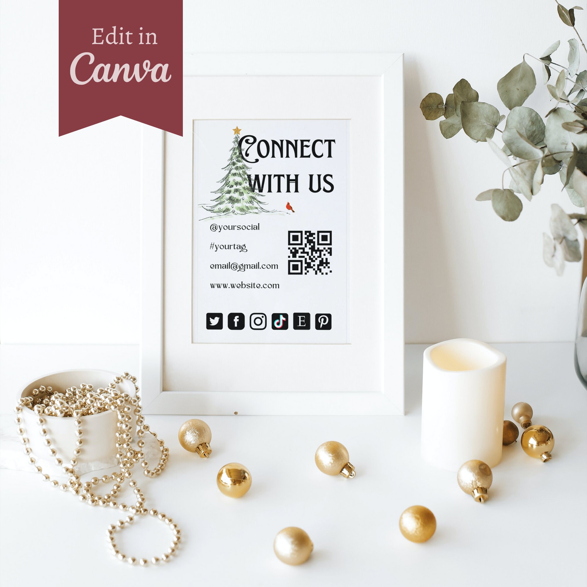 Connect With Us Sign, Social Media Sign, Small Business Sign, Printable ...