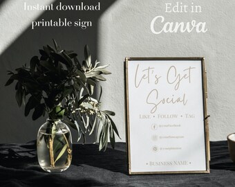 Connect With Us Sign, Social Media Sign, Small Business Sign, Printable ...