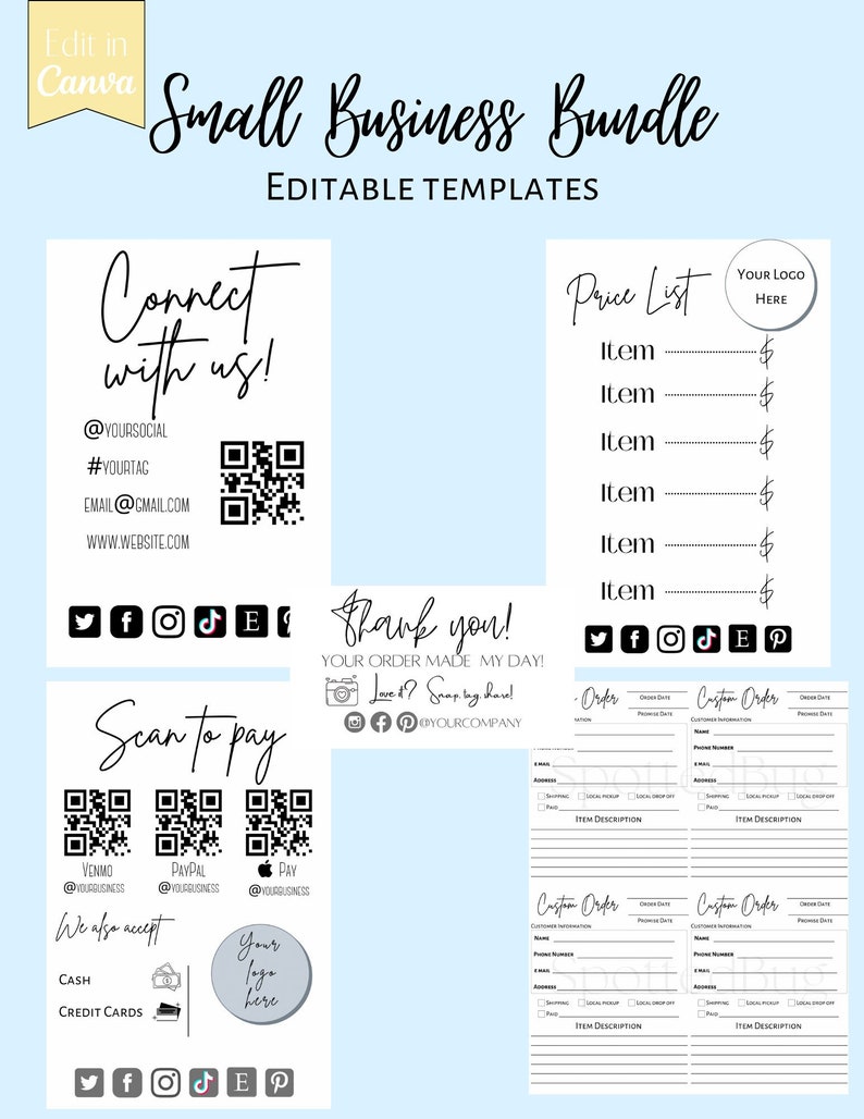 Craft Show Bundle Order Form Template Price List Template - Etsy