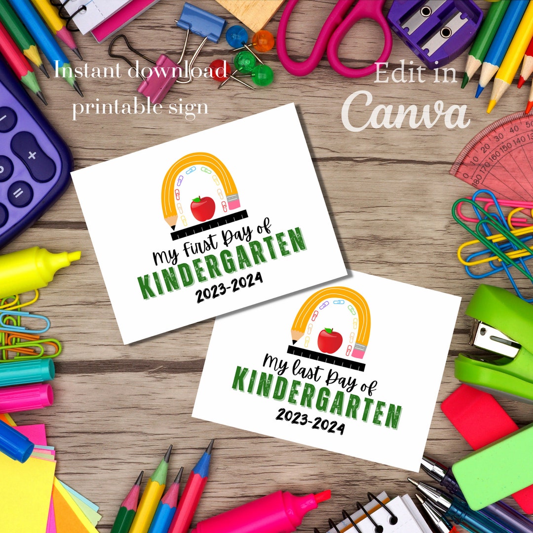 First Day of School Sign, Kindergarten Sign, Back to School, Digital ...