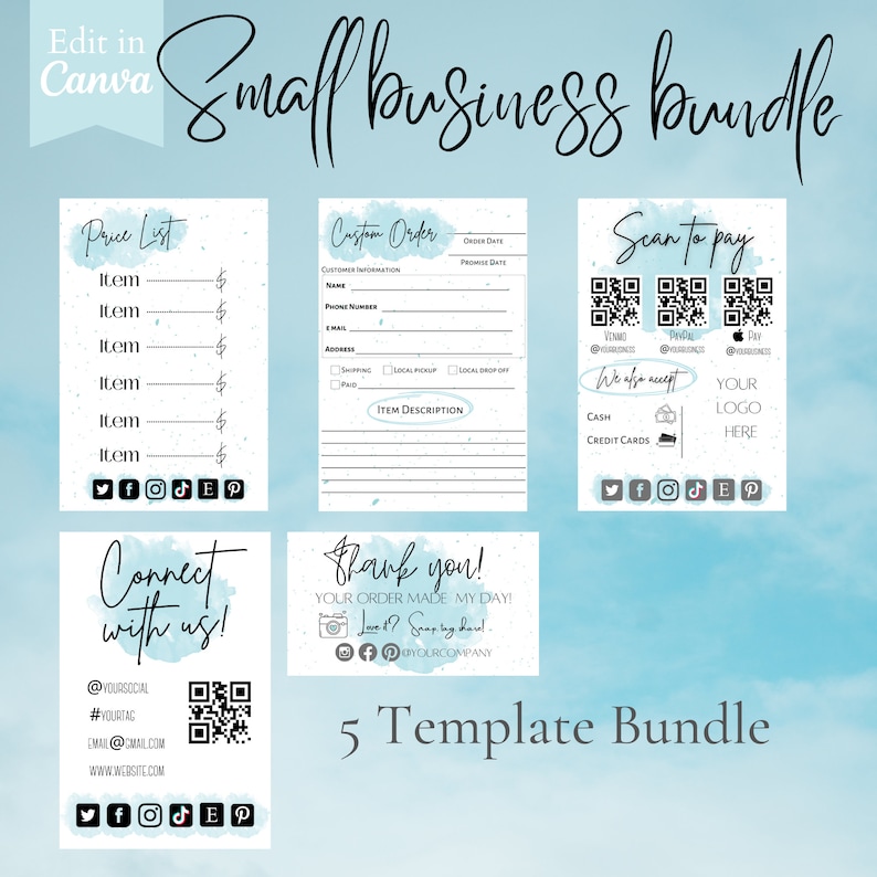 Craft Show Bundle, Small Business Bundle, Order Form Template, Price ...