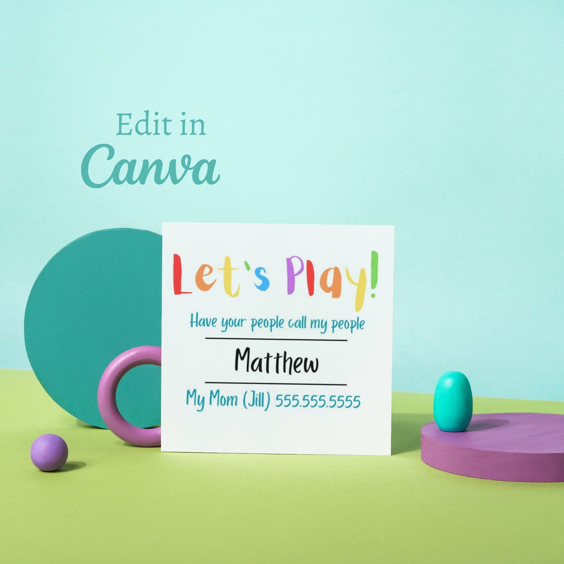 Play Date Business Cards, Business Cards, Kid Business Cards, Play Date ...