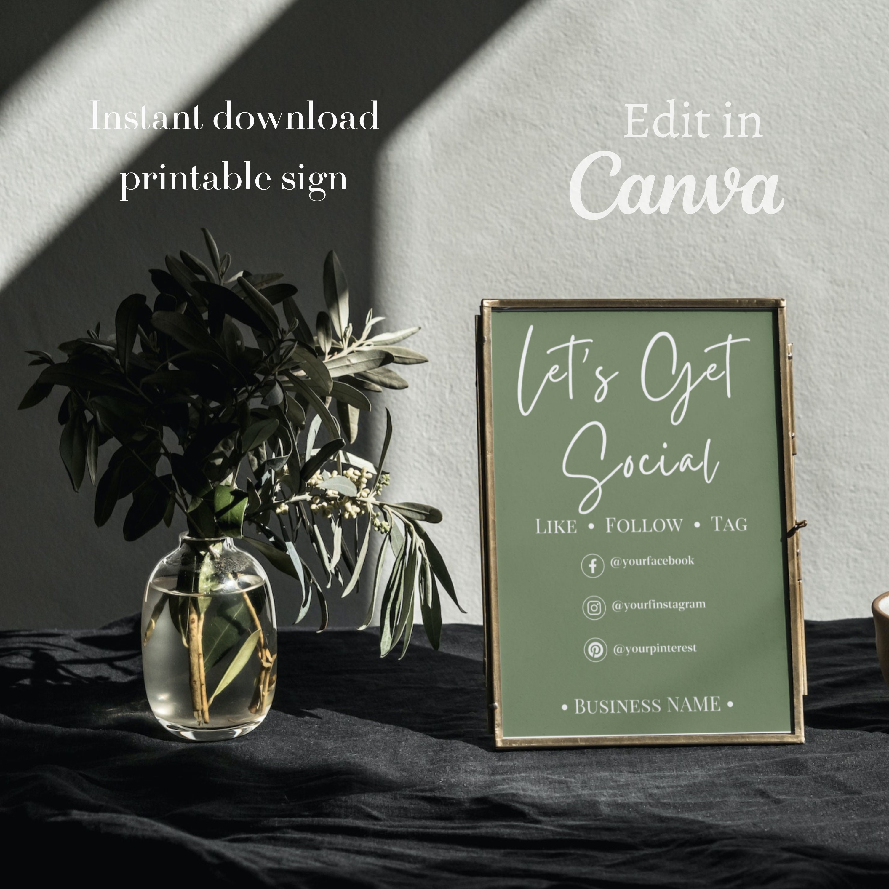 Connect With Us Sign, Social Media Sign, Small Business Sign, Printable ...