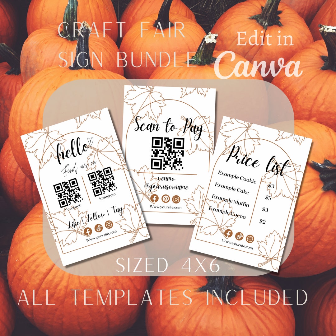 Craft Show Bundle, Order Form Template, Price List Template. Scan to ...