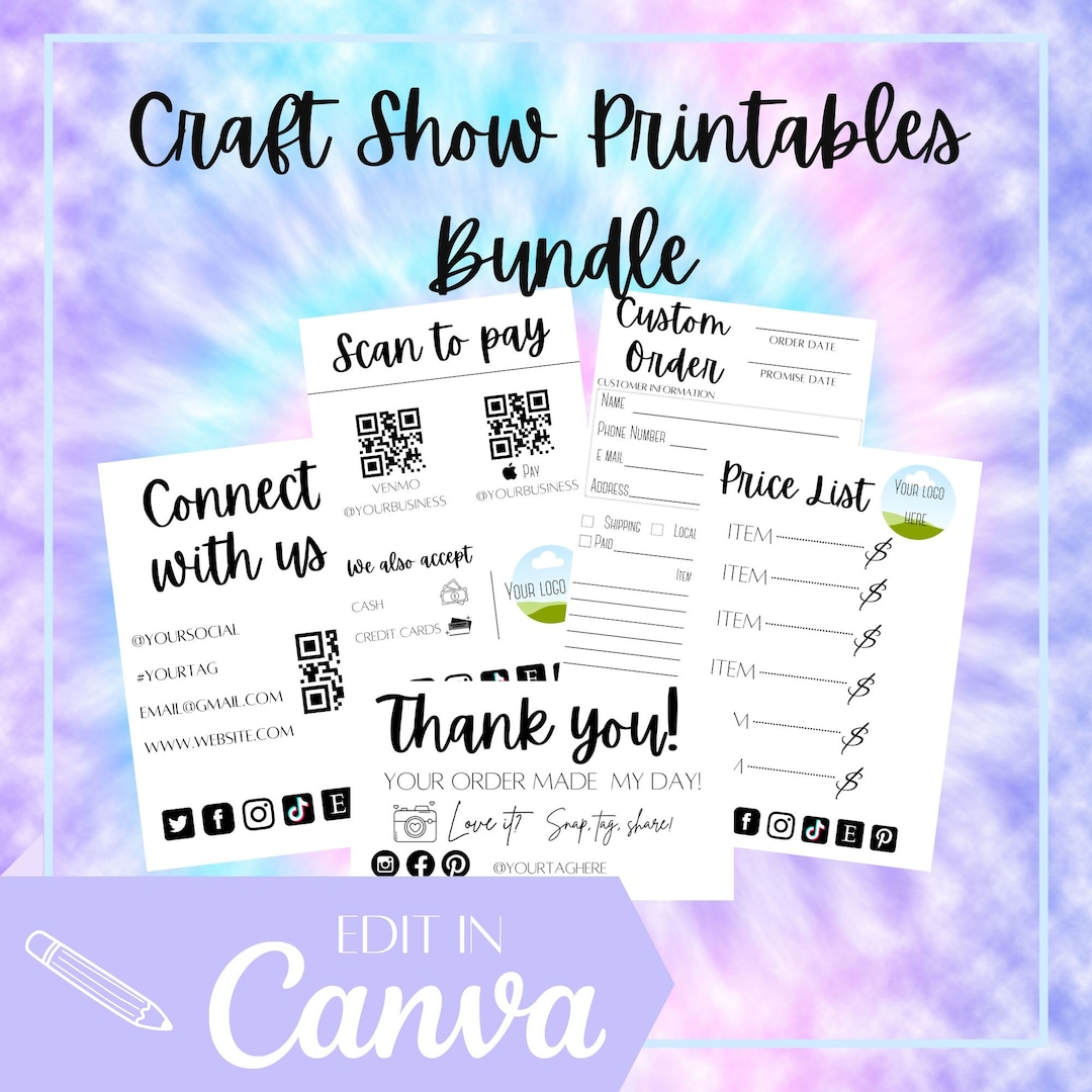 Craft Show Bundle, Order Form Template, Price List Template, Thank You ...