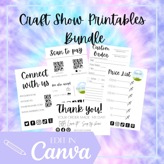 Craft Show Bundle Order Form Template Price List Template - Etsy