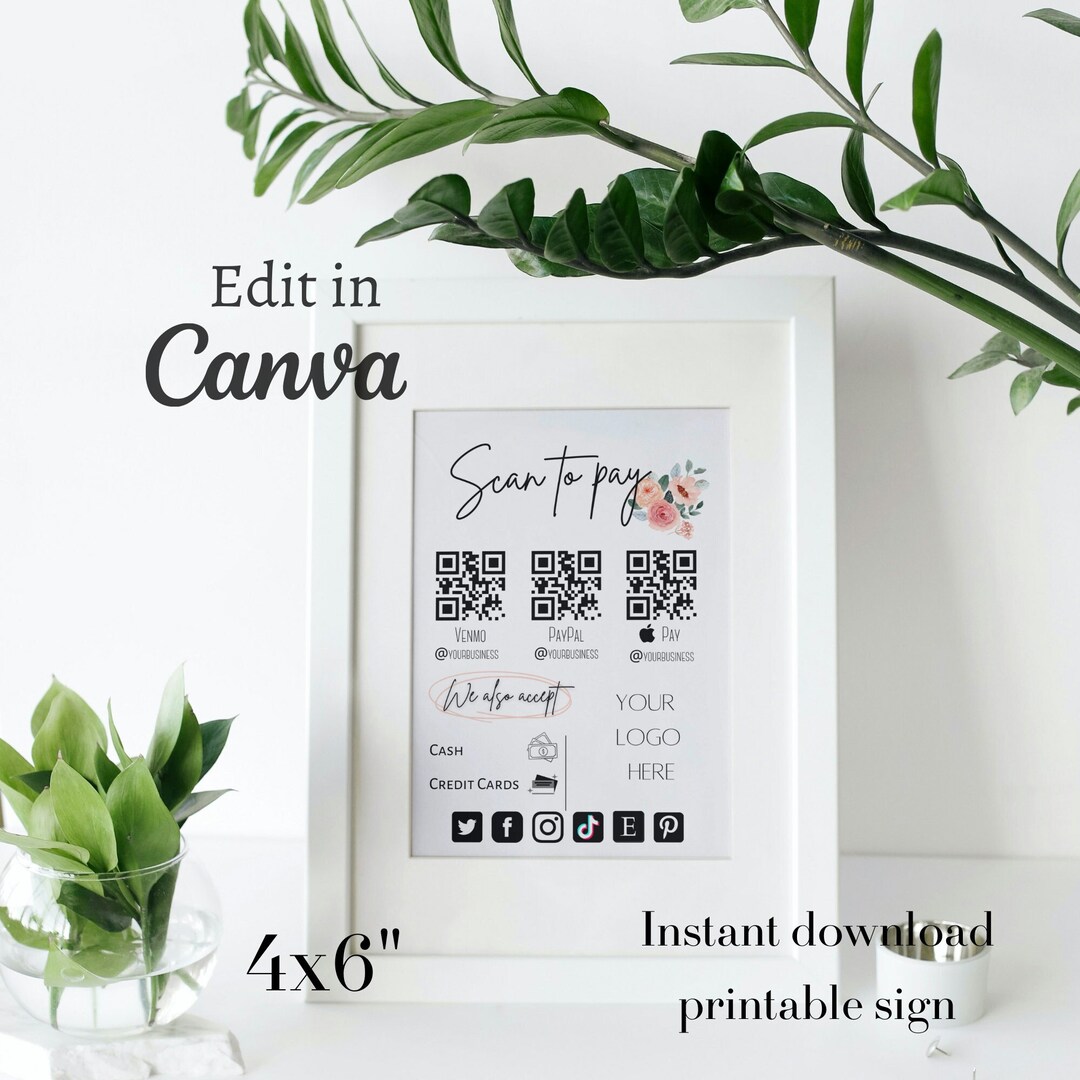Scan to Pay Sign Template, Printable Scan to Pay Template, Editable ...