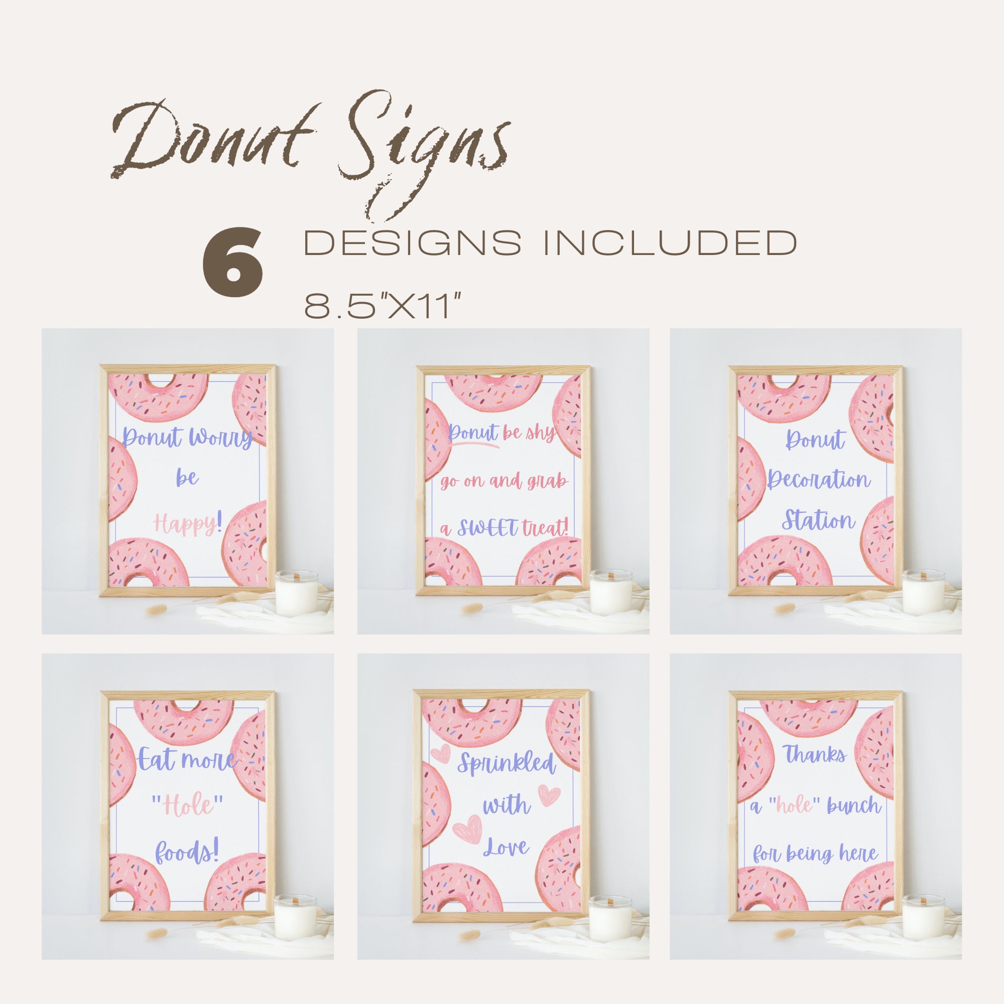 Donut Party Bundle Birthday Sign Bundle Donut Birthday Donut Invitation ...