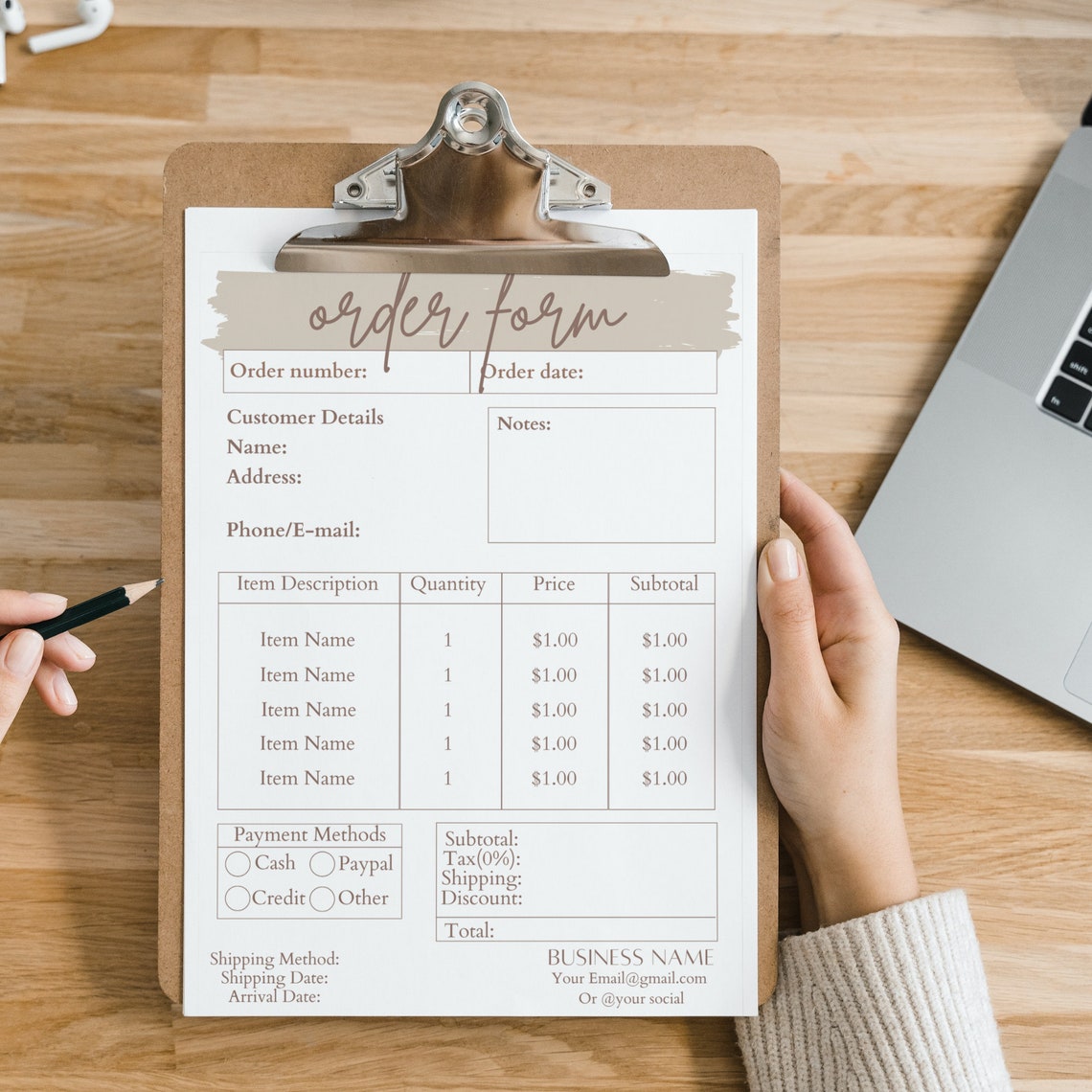 Custom Order Form, Order Form Template, Editable Order Form, Custom ...