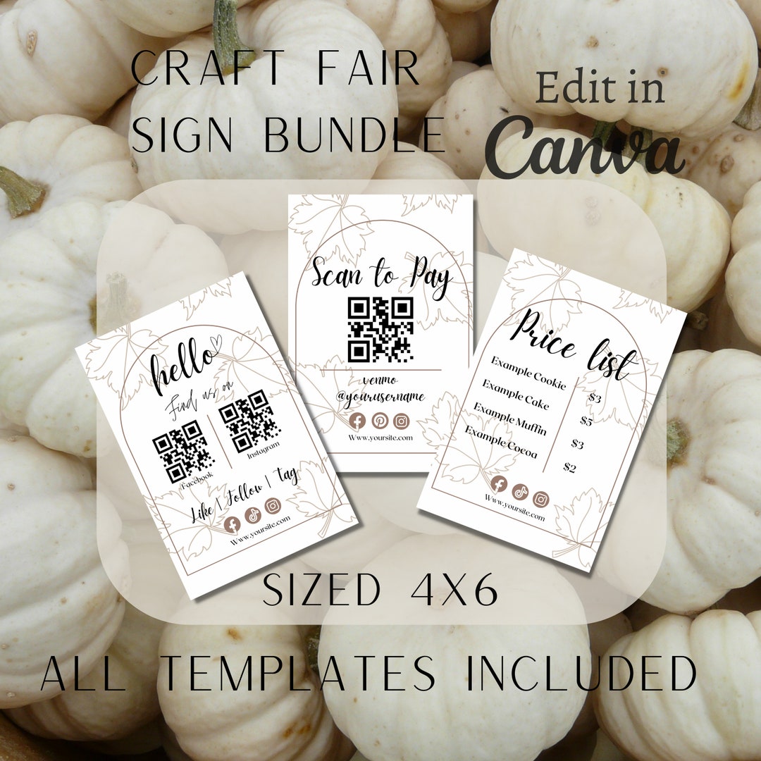 Craft Show Bundle, Fall Price List, Craft Fair Signs, Price List ...