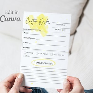 Custom Order Form, Order Form Template, Editable Order Form, Custom ...