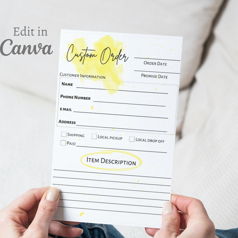 Table Order Form Template - Etsy