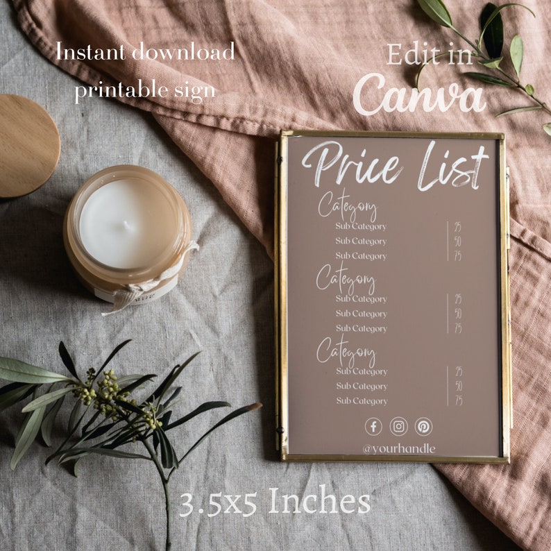 Price List Template, Price Sheet Printable, Price Sheet, Pricing Guide ...