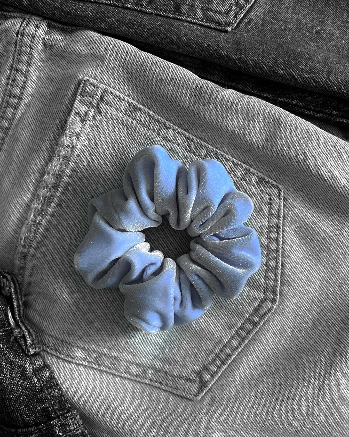 Pastel Blue Velvet Scrunchies - Etsy
