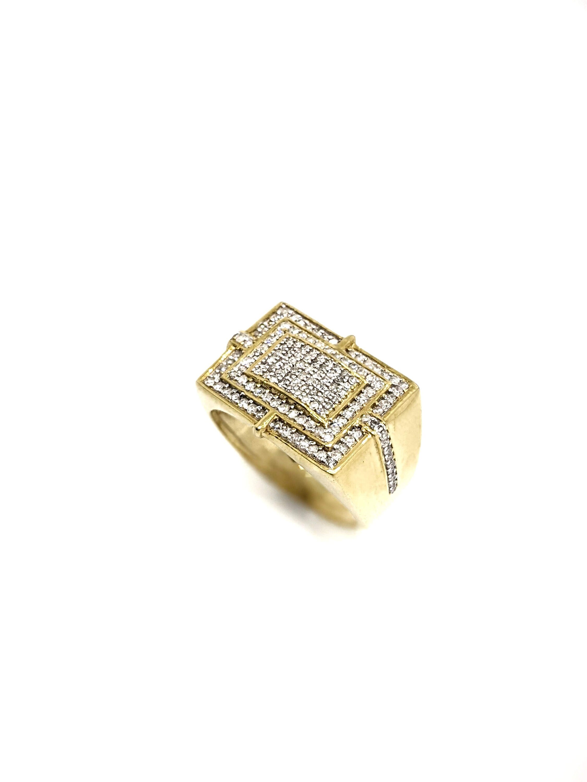 Real Gold and Natural Diamond Rectangle Ring. 10K Gold. - Etsy