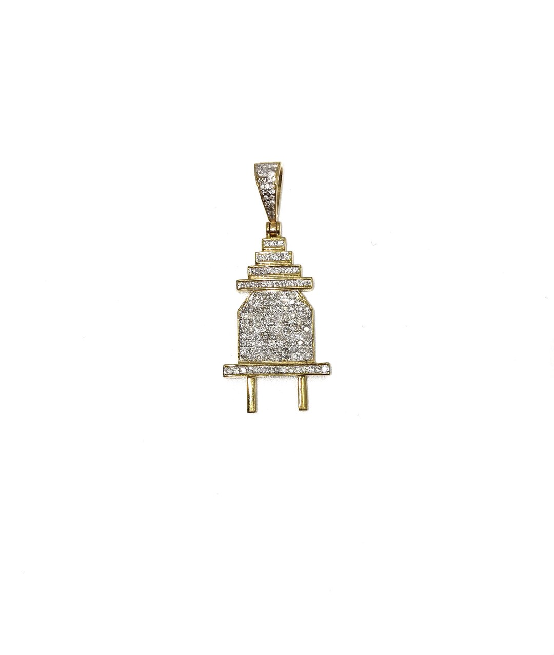 Real Gold and Natural Diamond Plug Pendant. 10K Gold SI-I Diamonds I-J ...