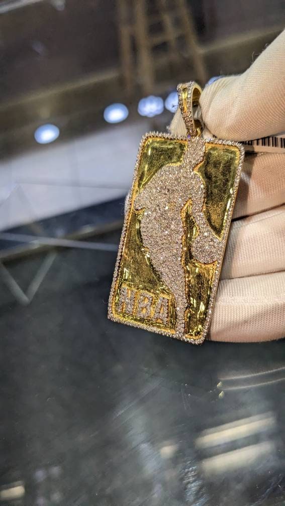 Real Solid Gold and Natural Real Diamond NBA Pendant - Etsy