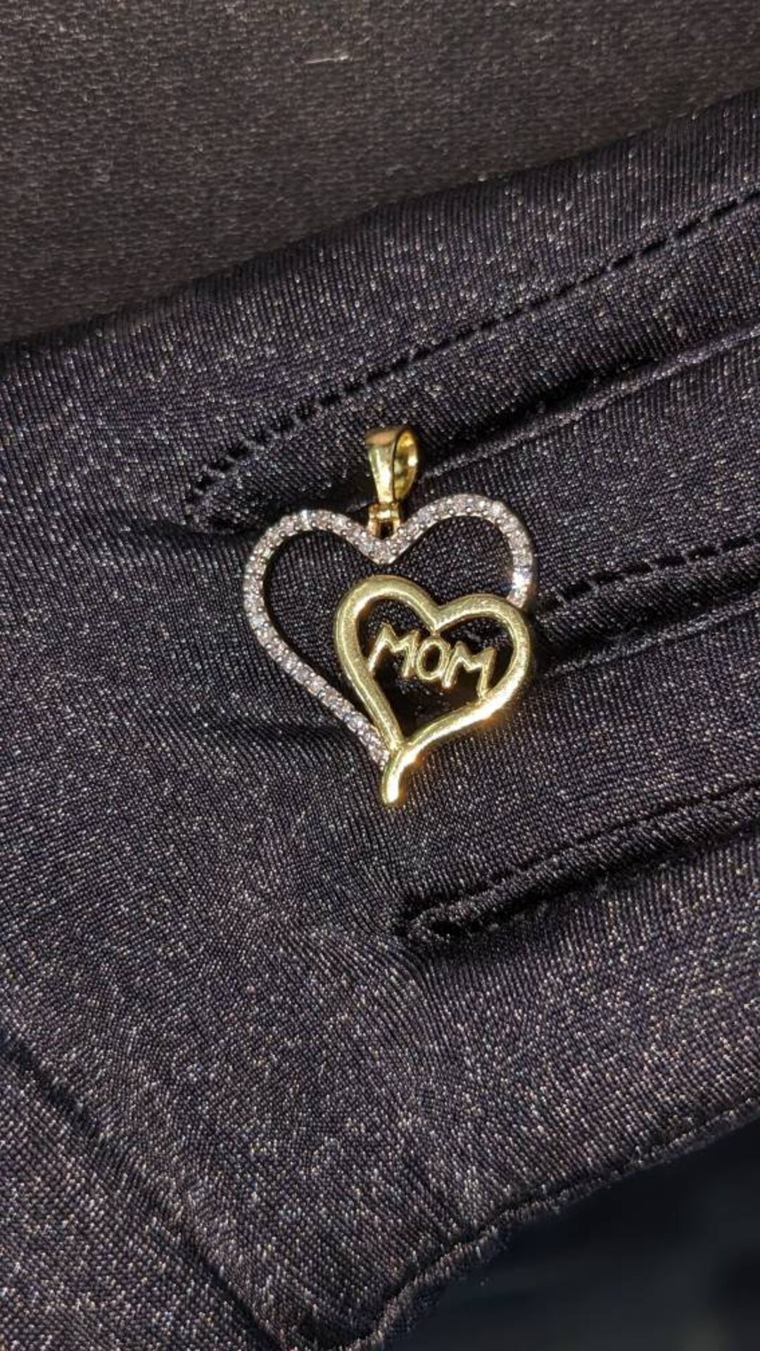 Real Gold and Natural Diamond Mom Heart Pendant Perfect for Mother's Day - Etsy