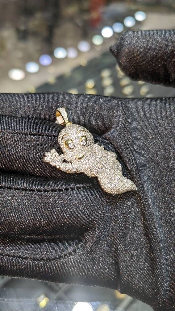 Solid Real Gold and Real Natural Diamond Casper Pendant - Etsy