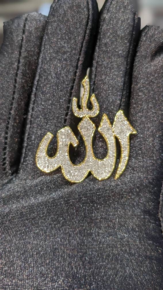 Real Solid Gold and Real Natural Diamond Allah Pendant - Etsy
