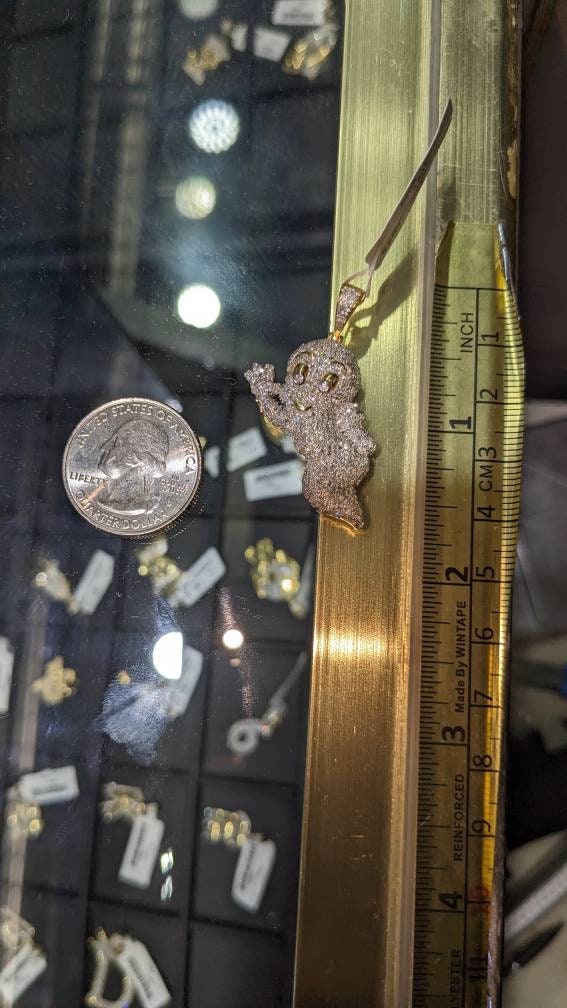 Solid Real Gold and Real Natural Diamond Casper Pendant - Etsy